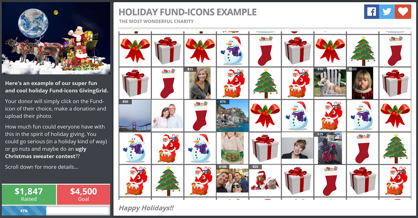 Fun Holiday Fundraising Pages
